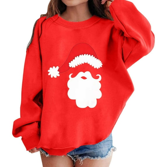 Bainana Christmas Girls Sweatshirt Child Cartoon Print Long Sleeve Crew ...