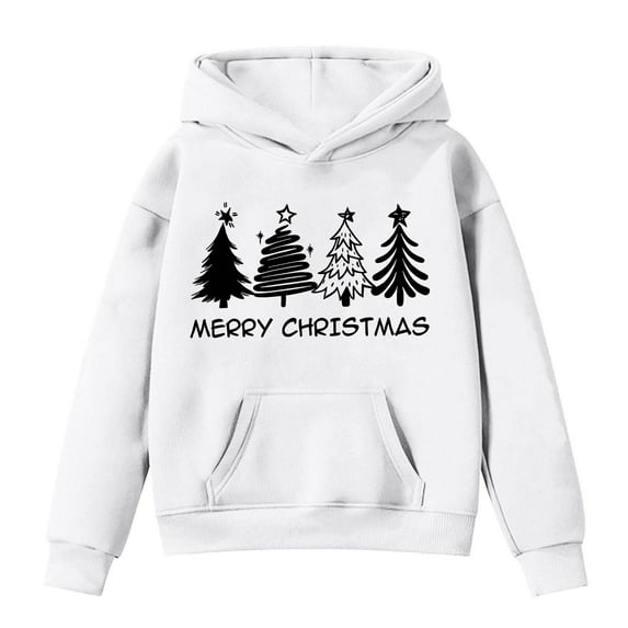 Bainana Christmas Hoodie For Little Girls Cartoon Tree Print Long ...