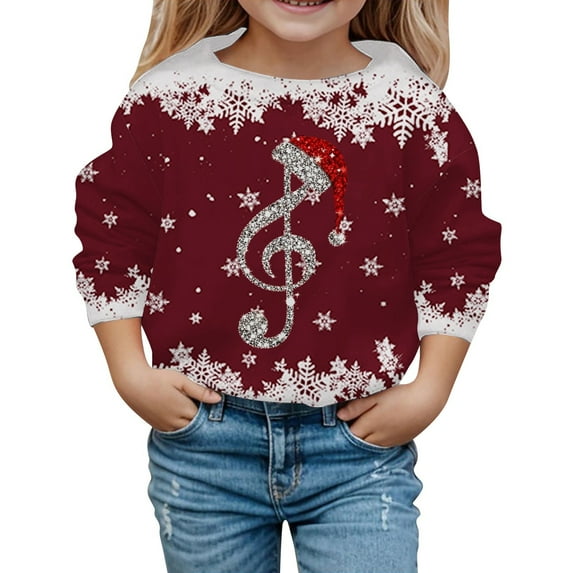 Bainana Christmas Sweatshirt For Girls Boys Glasses Print Long Sleeve ...
