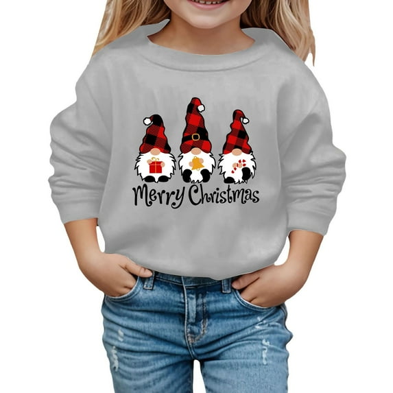 Bainana Christmas Sweatshirt For Little Girls Boys Cartoon Print Long ...