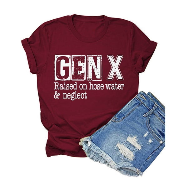 Bainana Classic Summer Tops For Womens Round Neck Short Sleeve Letter ...