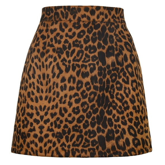 Bainana Coffee Leopard Print Women'S A-Line Skirt High Waist Zipper ...