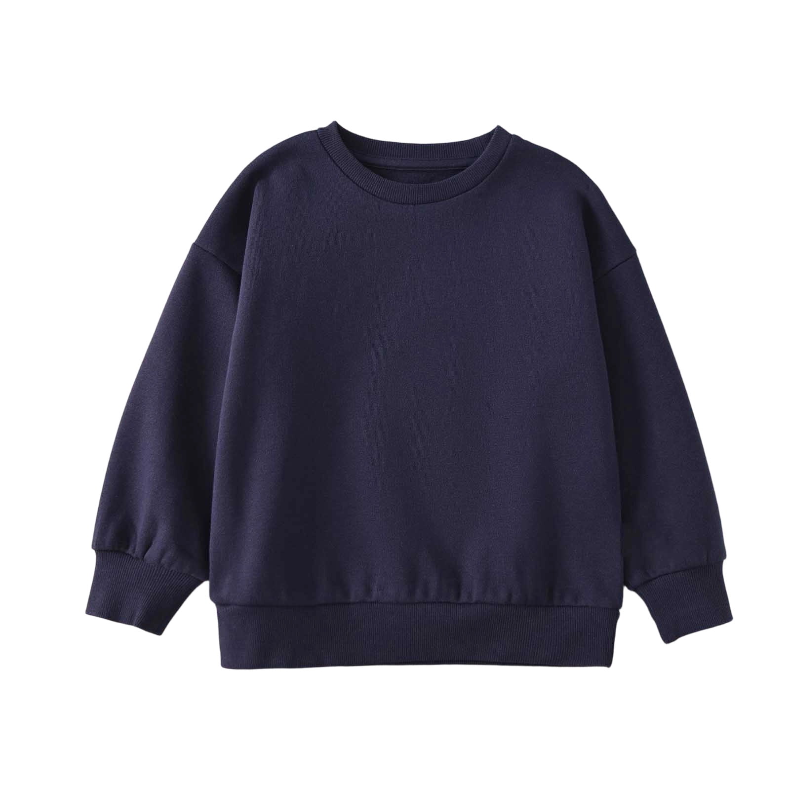 Bainana Crewneck Tops For Little Girls Boys Solid Color Long Sleeve ...