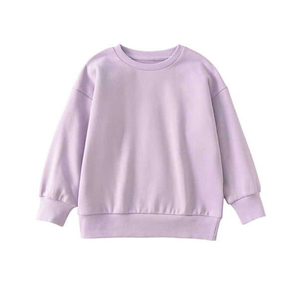 Bainana Crewneck Tops For Little Girls Boys Solid Color Long Sleeve ...