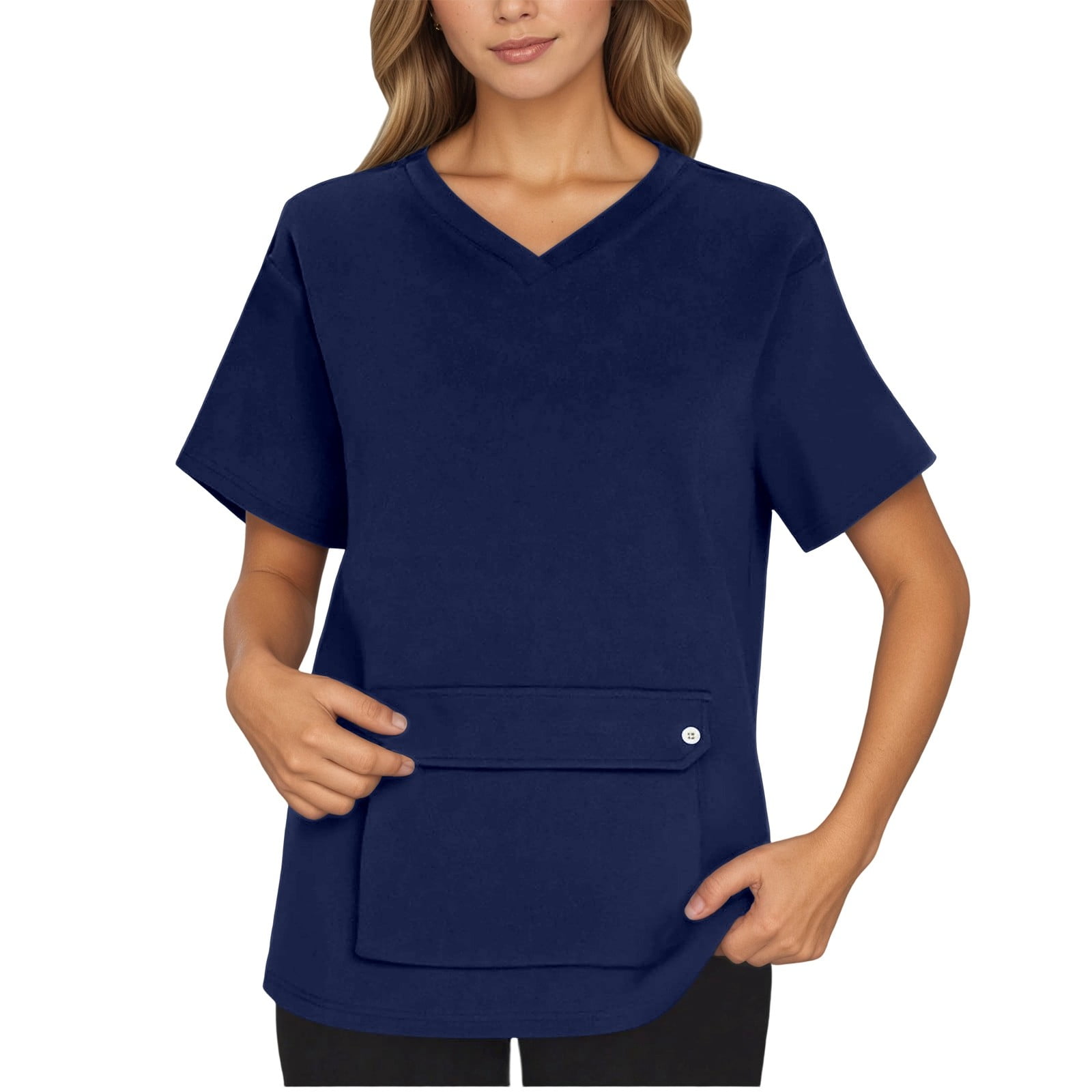 Bainana Crewneck Tshirt For Women Solid Color Short Sleeve V Neck Tops ...