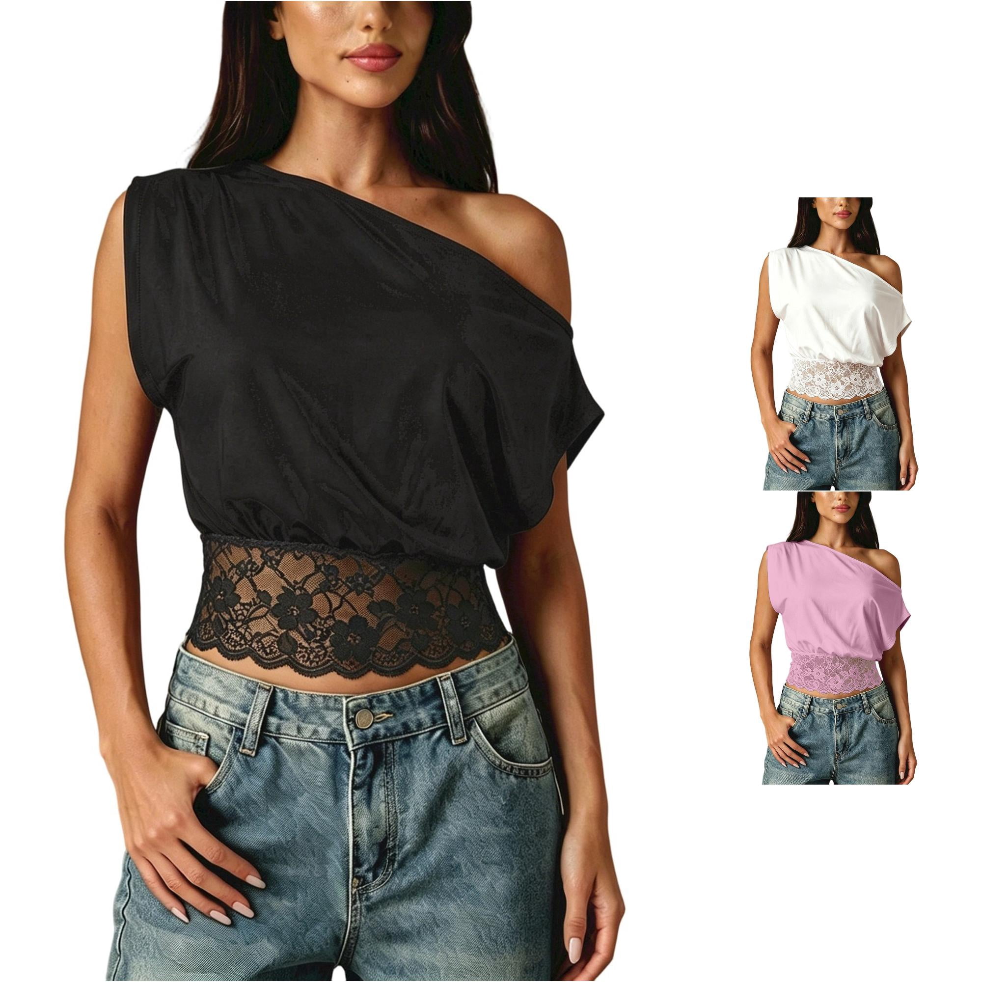 Bainana Elegant Off Shoulder Lace For Women Solid Color Short Sleeve ...