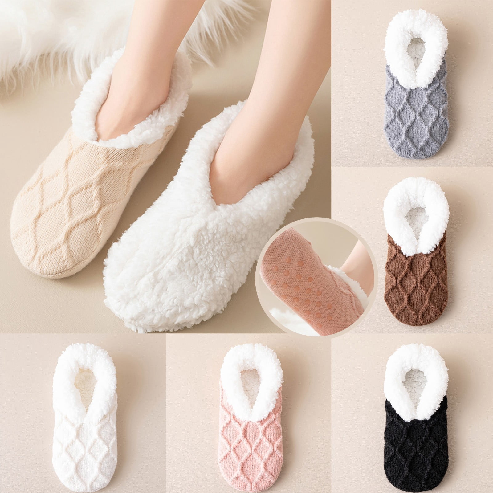 Bainana Floor Socks For Women Low Cut Non Slip Ankle Socks Warm ...