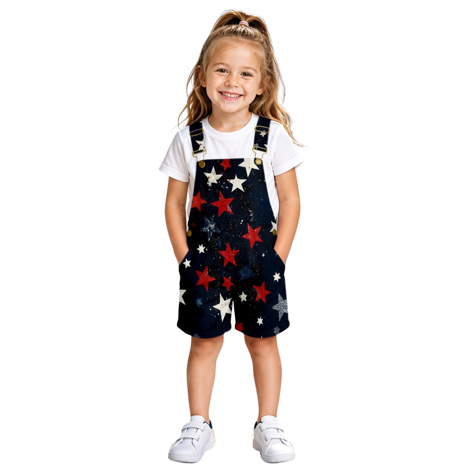 Bainana Fourth Of July Denim Overalls For Boys And Girls American Flag ...