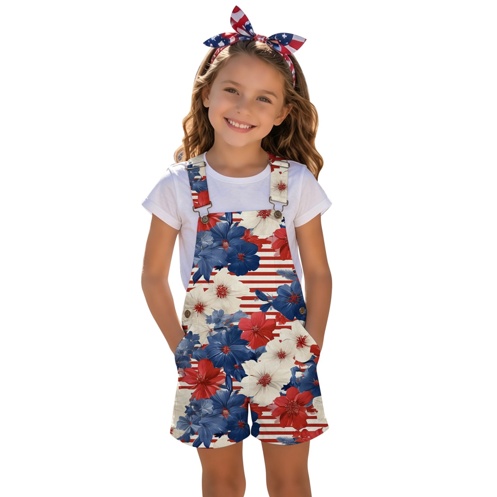 Bainana Fourth Of July Denim Overalls For Boys And Girls American Flag ...