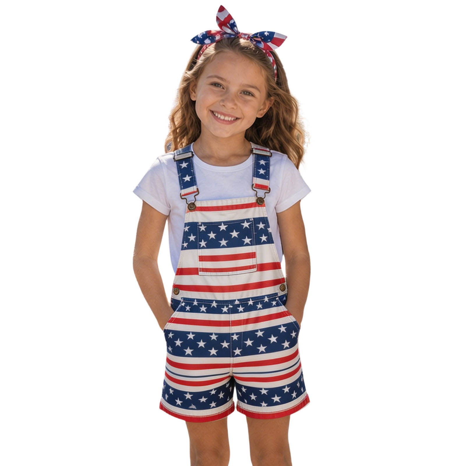 Bainana Fourth Of July Denim Overalls For Boys And Girls American Flag ...