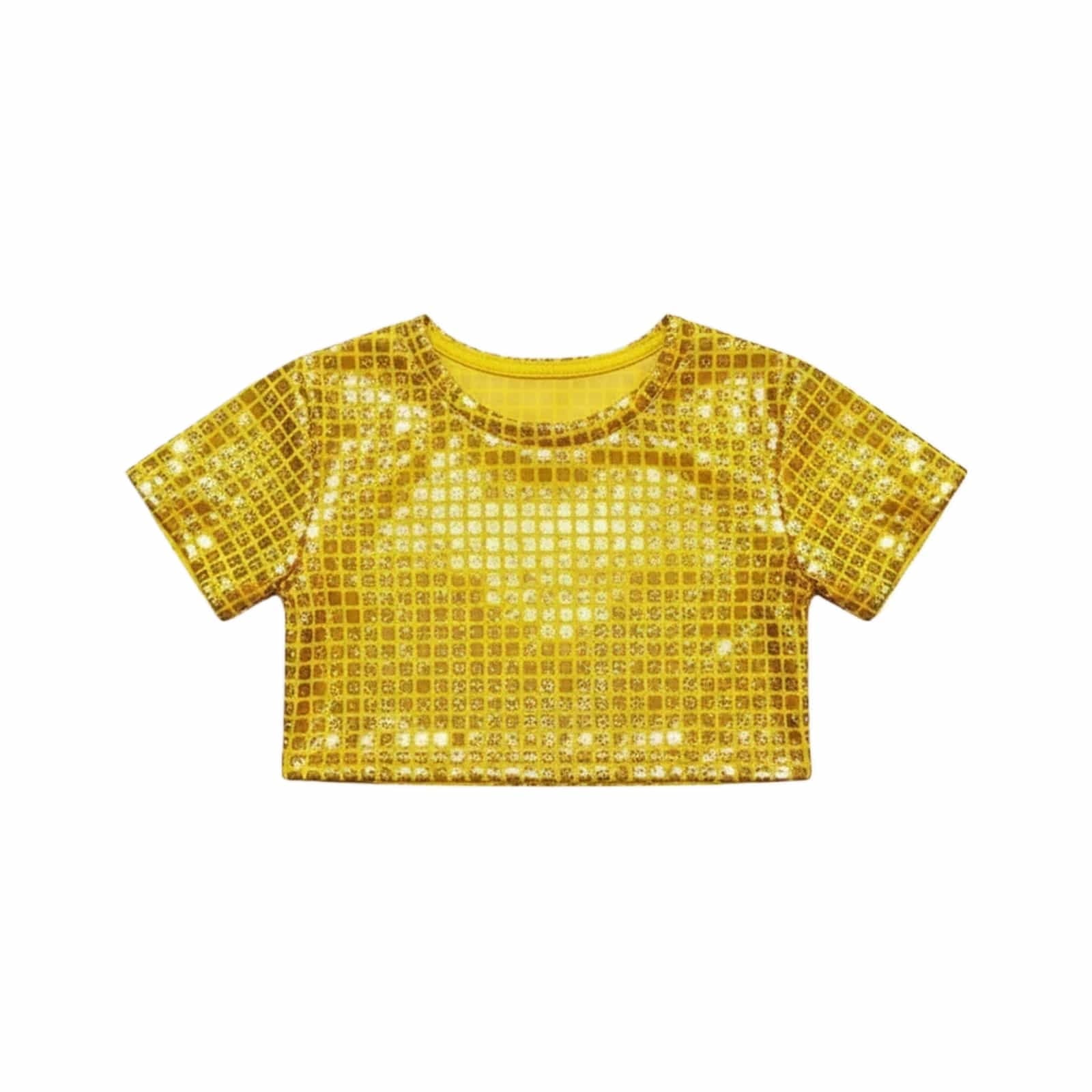 Bainana Girl'S Carnival Tops Child Sequin Solid Color Short Sleeve Crew ...