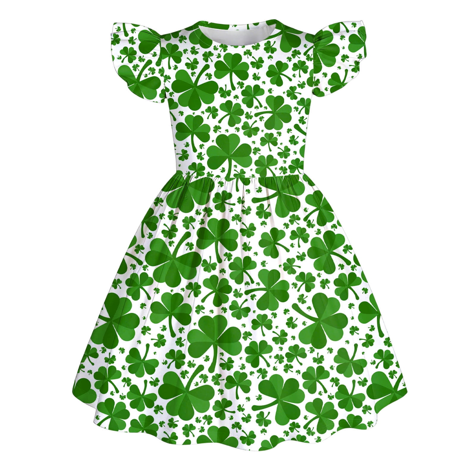 Bainana Girl'S Summer Dress St. Patrick'S Day With Floral Print Flutter ...