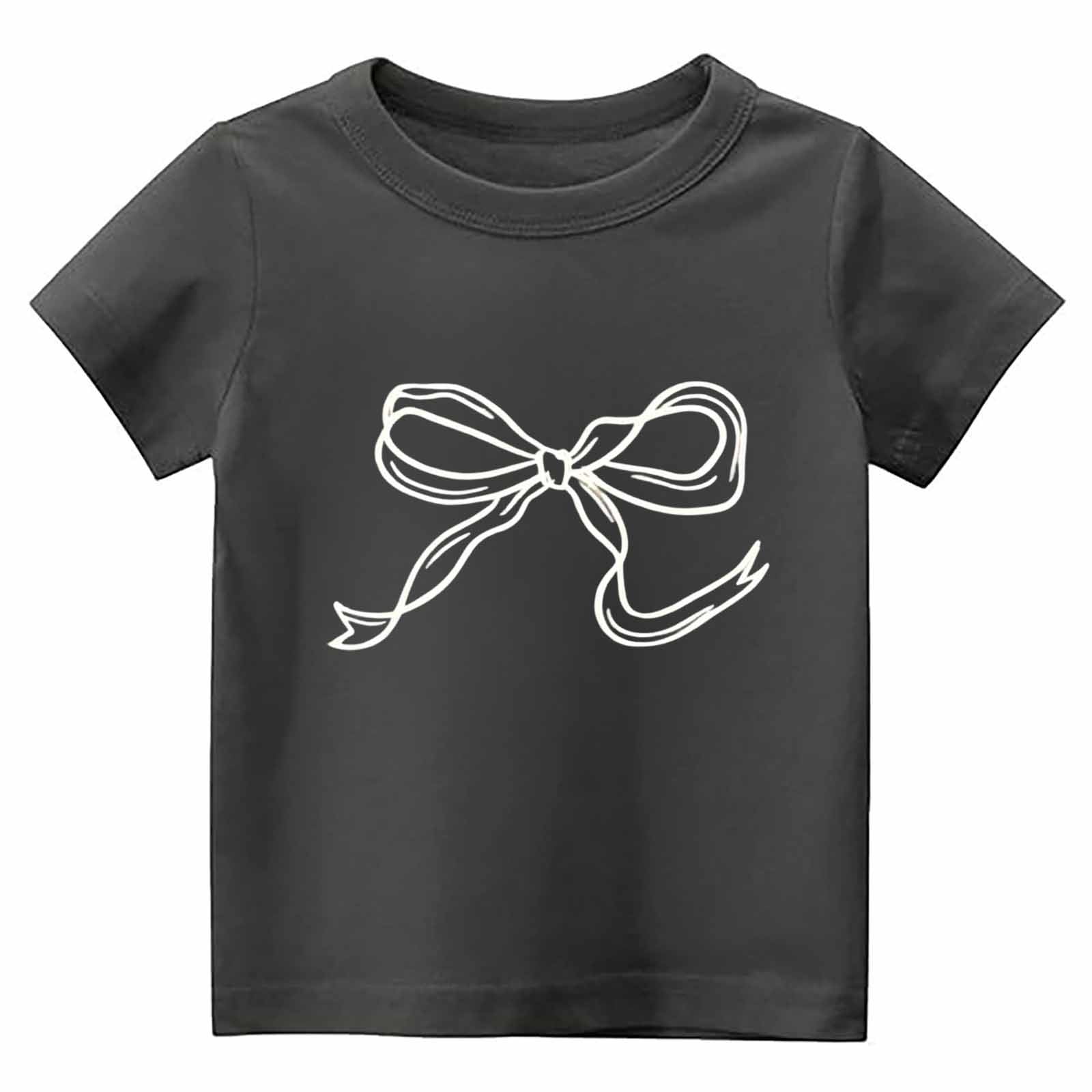 Bainana Girl'S Summer T Shirts Bowknot Print Short Sleeve Graphic Tees ...