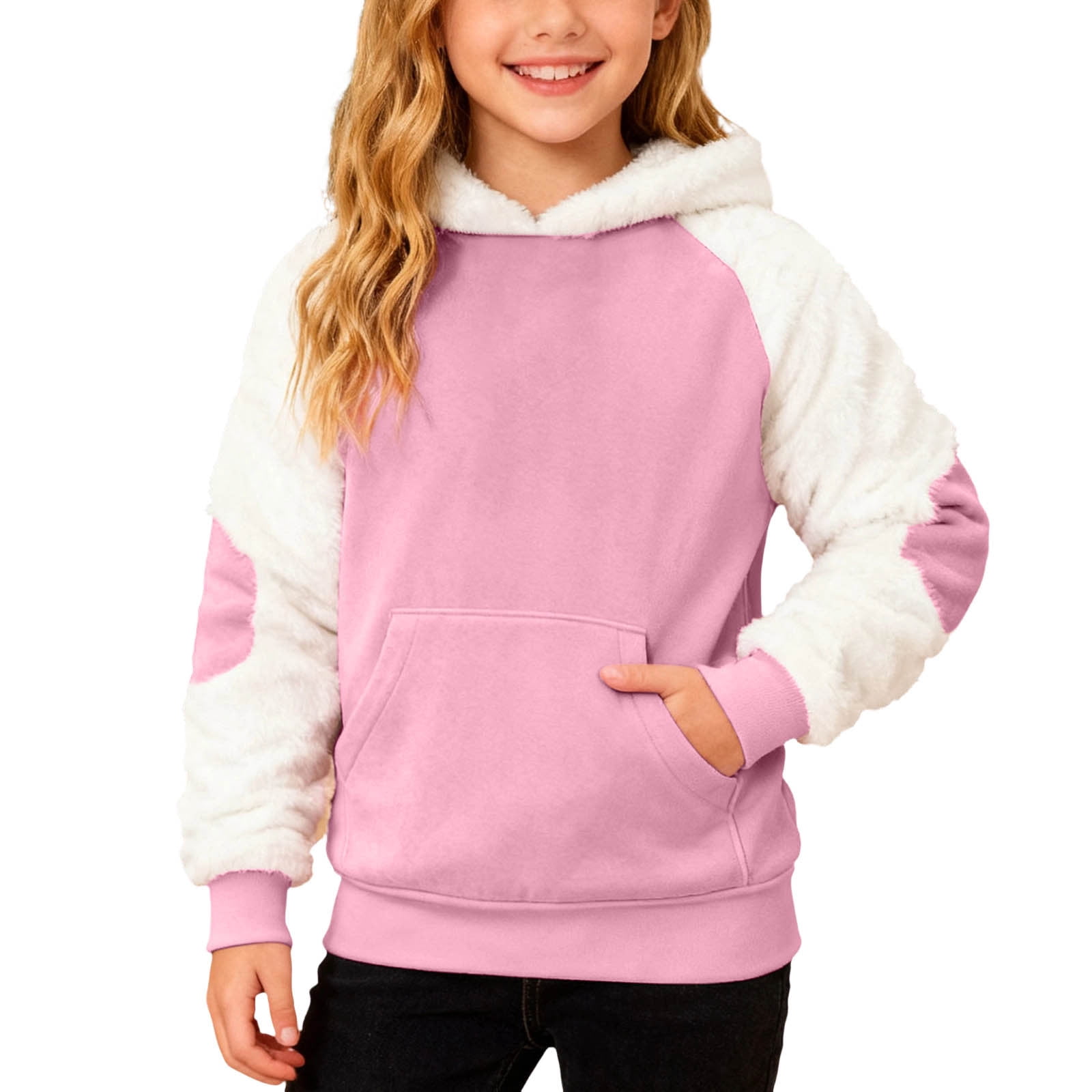 Bainana Girls Christmas Hoodie Child Color Block Long Sleeve Hooded ...