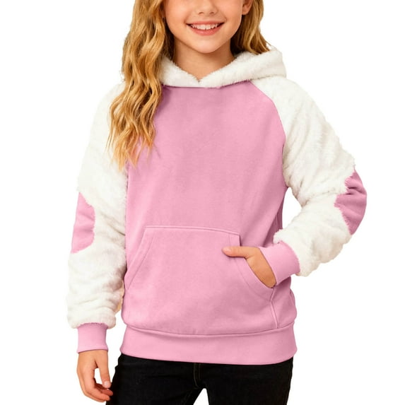 Bainana Girls Christmas Hoodie Child Color Block Long Sleeve Hooded ...