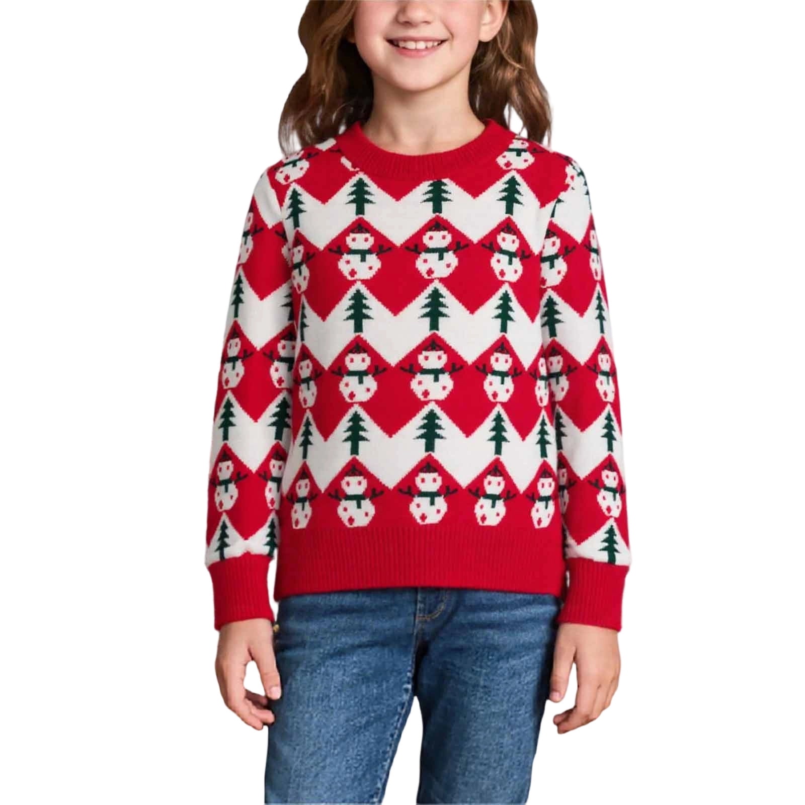 Bainana Girls Christmas Sweaters Toddler Cartoon Print Long Sleeve Crew ...