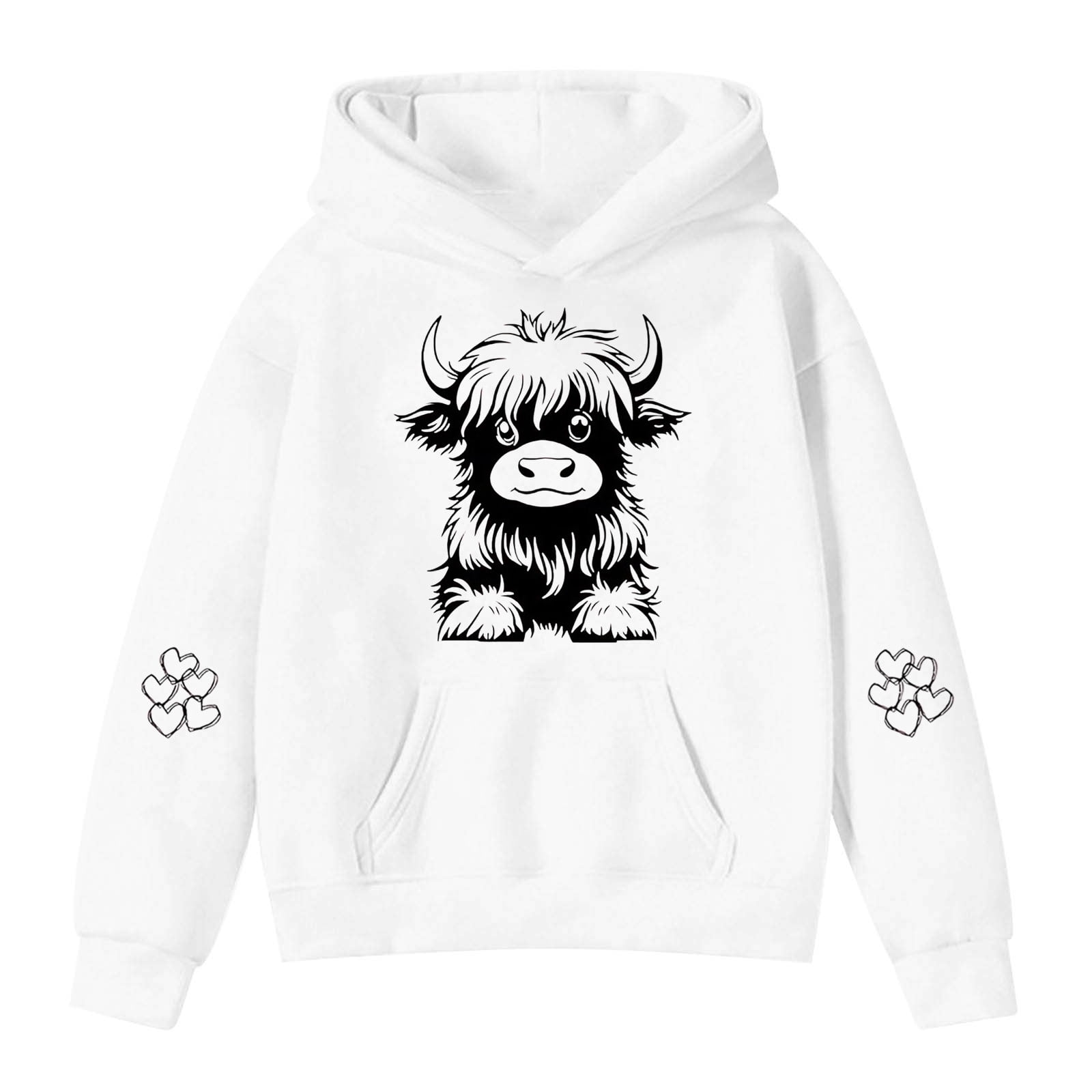 Bainana Girls' Fashion Print Hooded Sweatshirt Long Sleeve Crew Neck ...