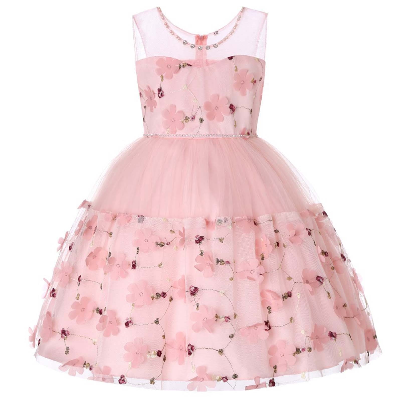 Bainana Girls Floral Tulle Dresses Sleeveless Crew Neck Formal Pageant ...