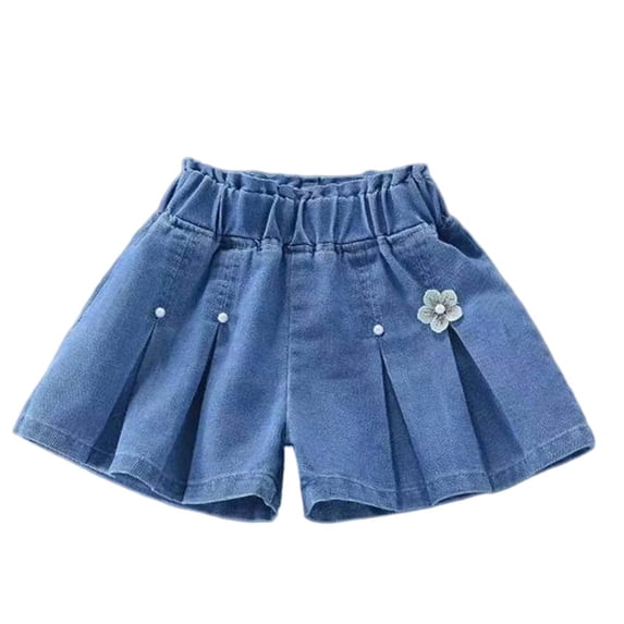 Bainana Girls Jeans Shorts Kids Fashionable Elastic Waist Wide Leg ...