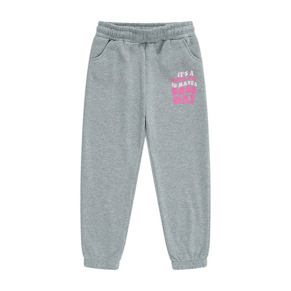 Bainana Girls Pants Child Letter Print Elastic Waist Straight Leg ...