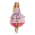 Bainana Girls Rainbow Print Sparkling Dresses Sleeveless Crew Neck ...