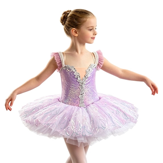 Bainana Girls Sparkling Tulle Tutu Dresses Sleeveless V Neck Dance ...