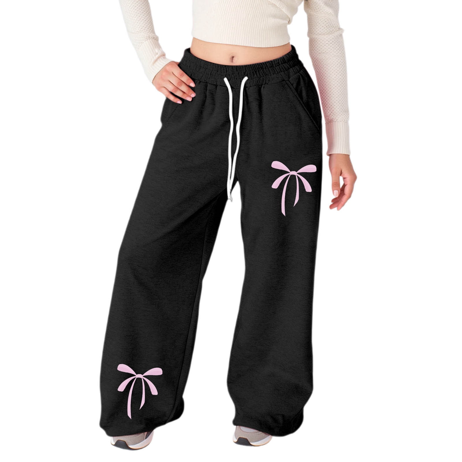Bainana Girls Stylish Fit Sweatpants Bowknot Print Elastic Waist ...