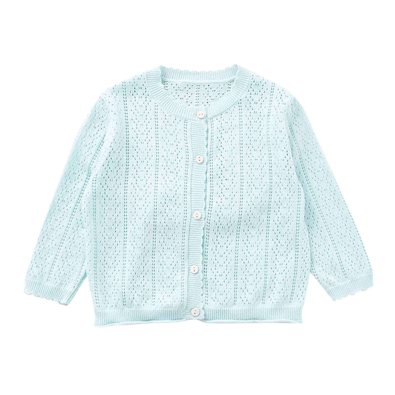 Bainana Girls Sweater Jacket Toddler Solid Color Long Sleeve Crew Neck ...