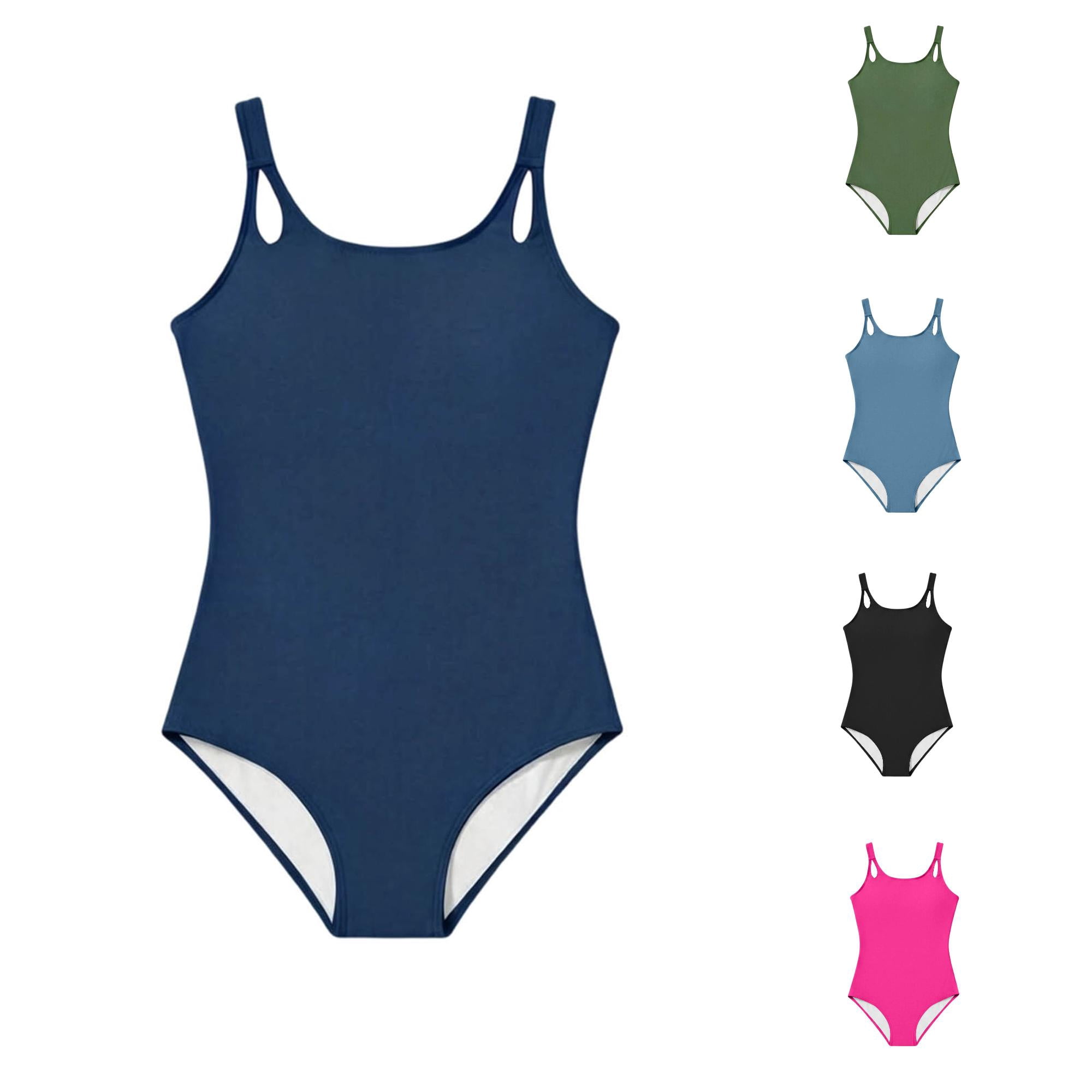 Bainana Girls Swimwear Kids One Piece Solid Color Swimsuit Girls ...