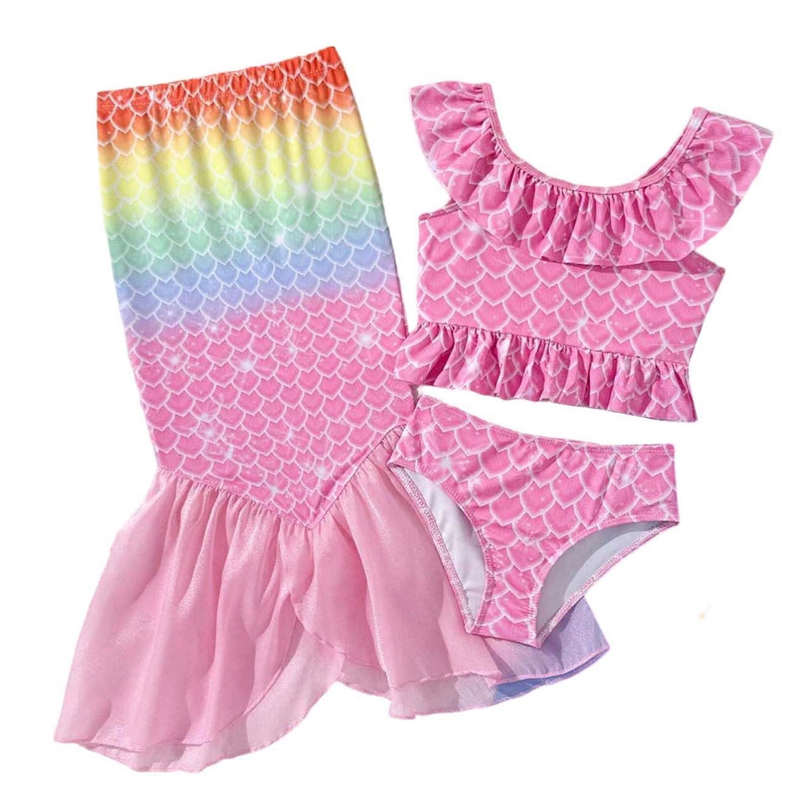 Bainana Girls Swimwear Summer Child Scaled Printed Ruffles Sleeve Crew ...