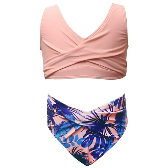 Bainana Girls Swimwear Two Piece Swimsuits Solid Color Vest Tops And ...