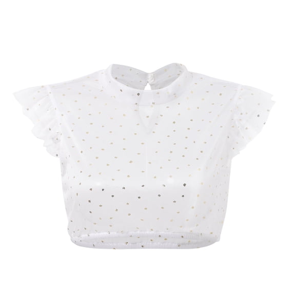 Bainana Girls T Shirts Solid Color Ruffled Sleeve Lace Tees Breathable ...