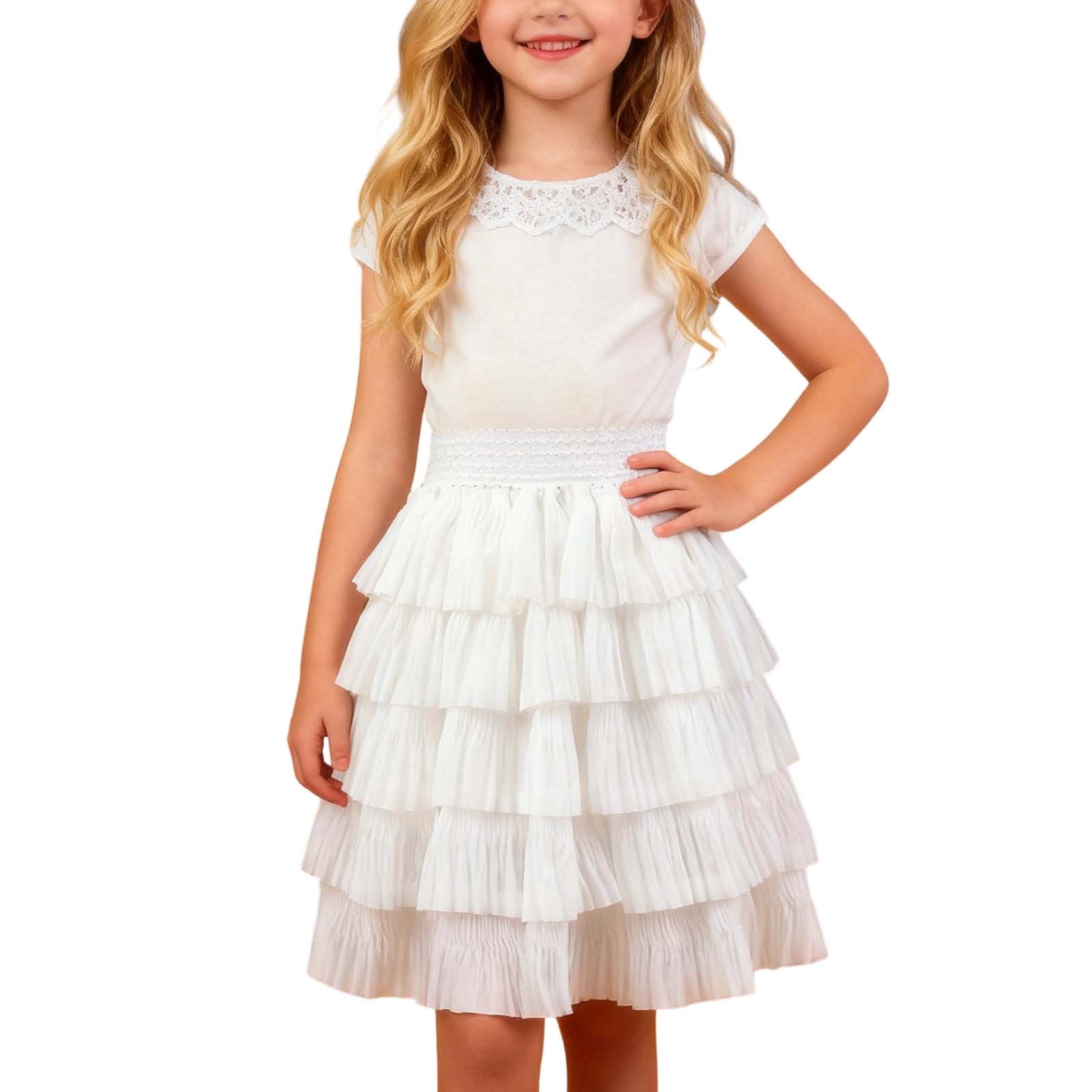 Bainana Girls Tutu Skirt Child Solid Color Elastic Waist Layer Ruffled ...