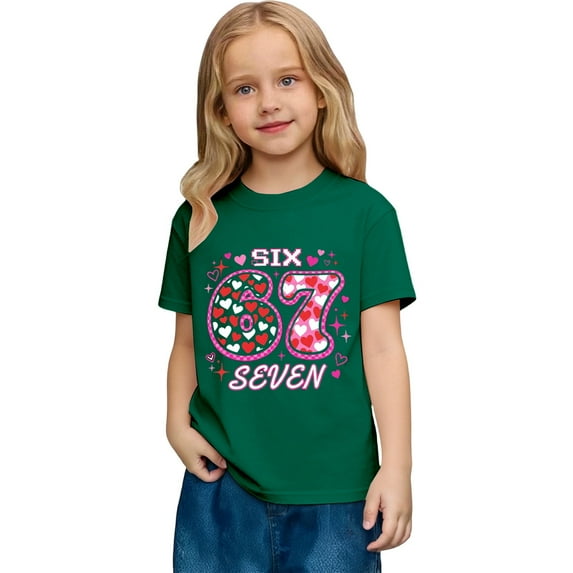 Bainana Girls Valentine Day Short Sleeve Tops Child 6 7 Number Heart ...