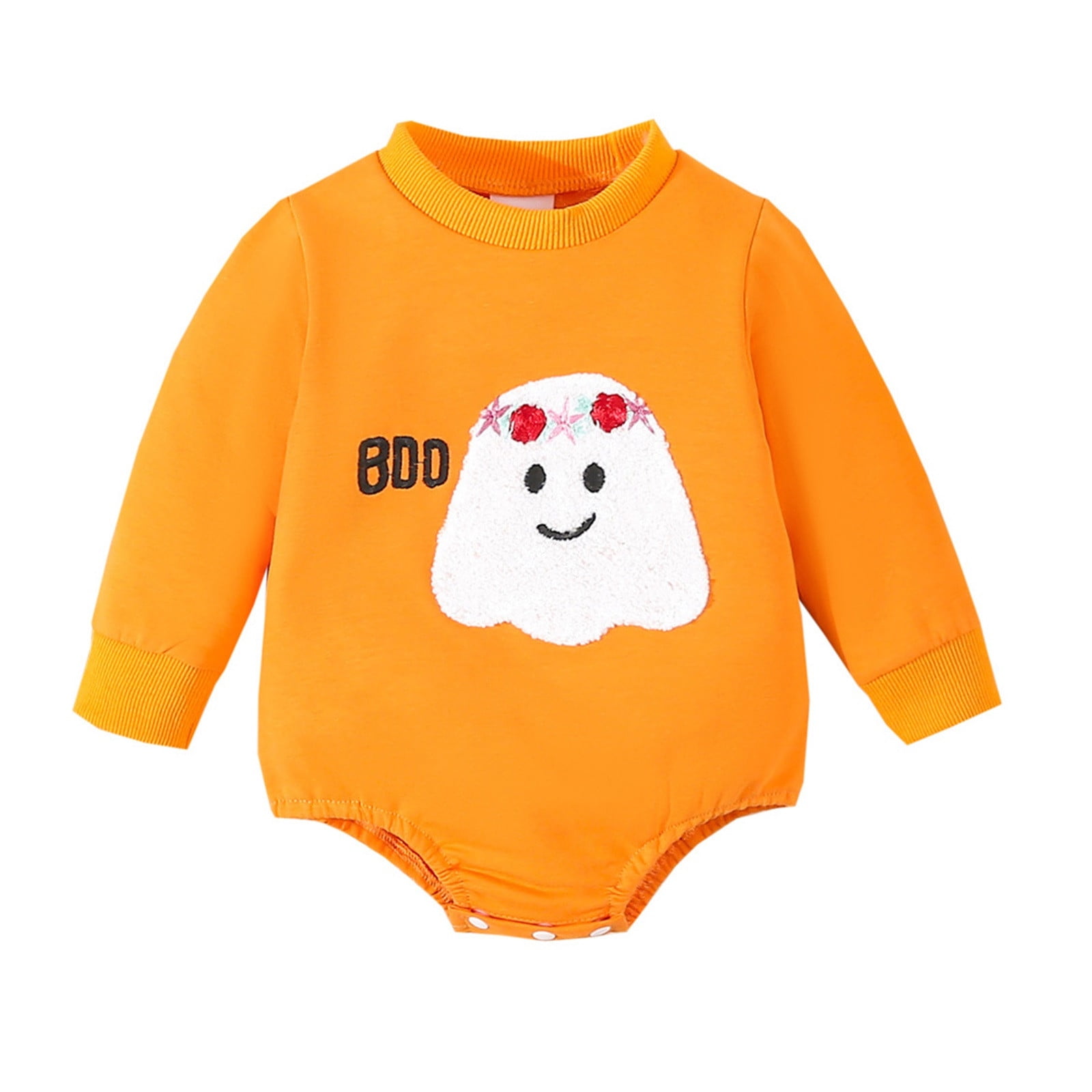 Bainana Halloween Newborn Girls Romper Pumpkin Print Long Sleeve Crew Neck Bodysuit Beauty Cute ...