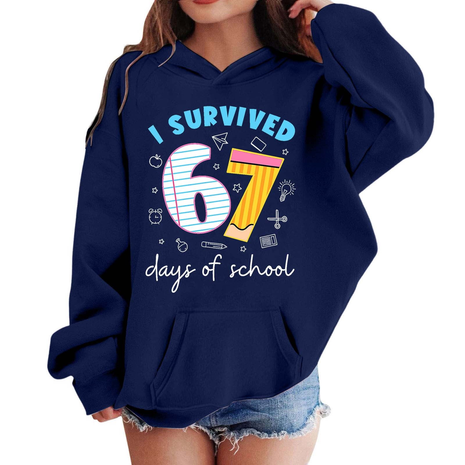 Bainana Hoodie For Girls Child 6 7 Print Long Sleeve Hooded Tops Casual ...