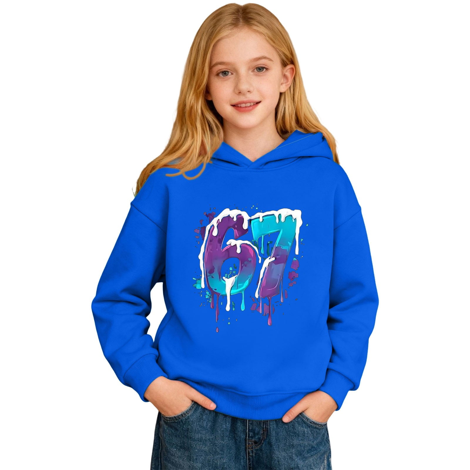 Bainana Hoodie For Kids Number Ice Cream Print Long Sleeve Hooded Tops ...