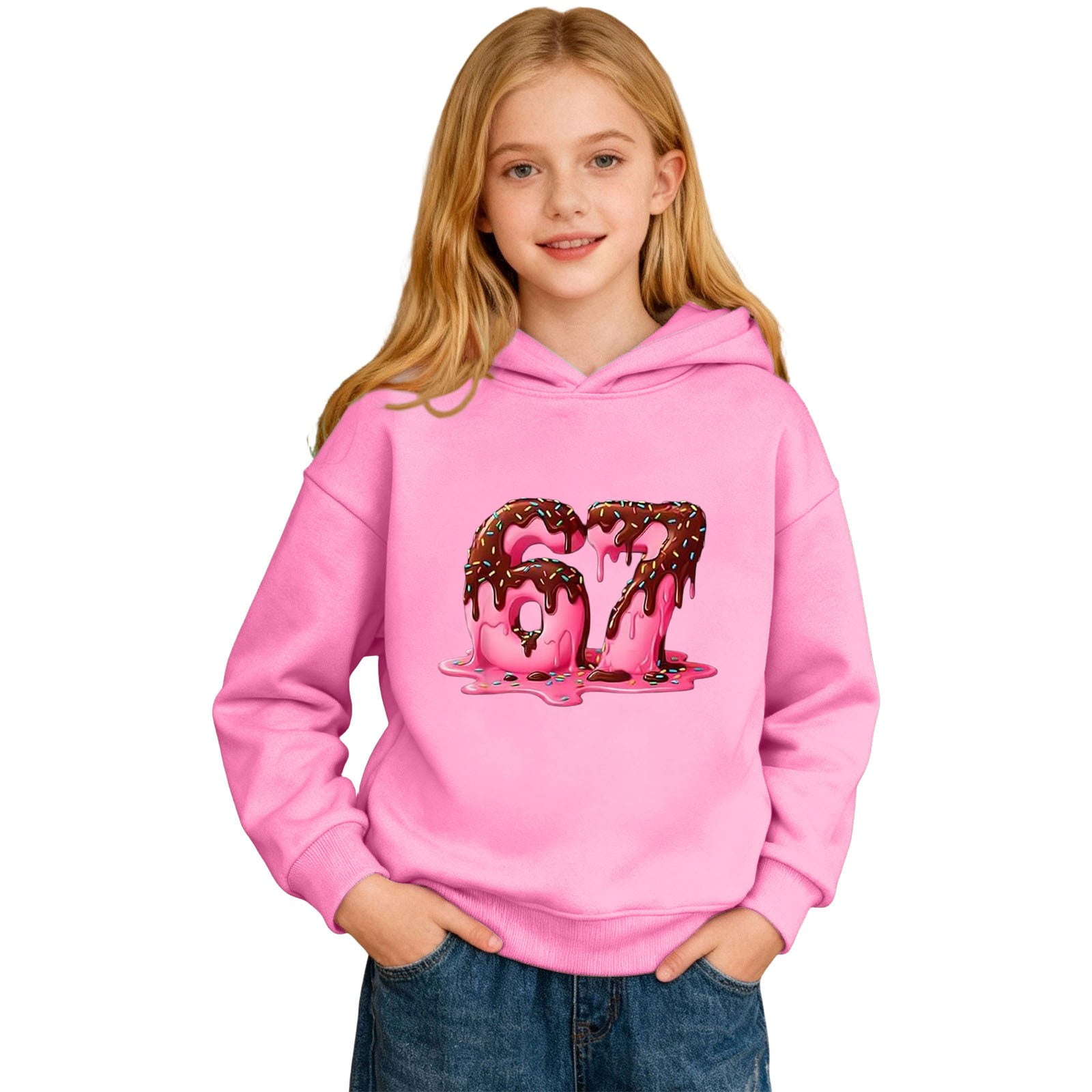 Bainana Hoodie For Kids Number Ice Cream Print Long Sleeve Hooded Tops ...