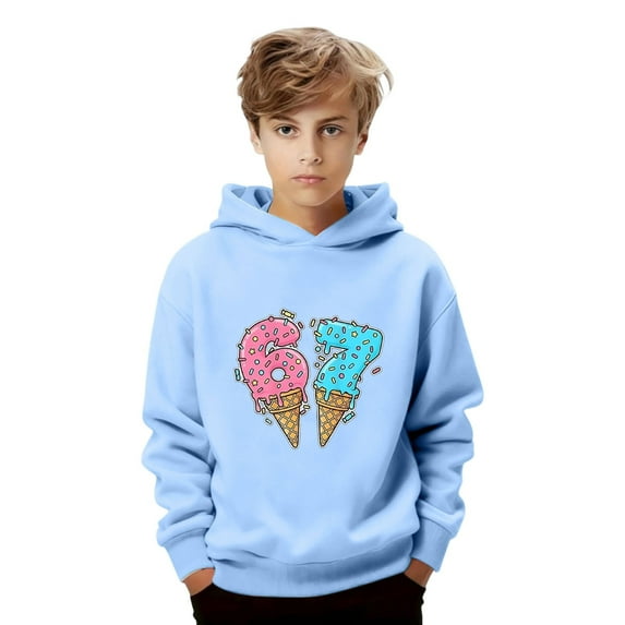 Bainana Hoodie For Kids Number Ice Cream Print Long Sleeve Hooded Tops ...