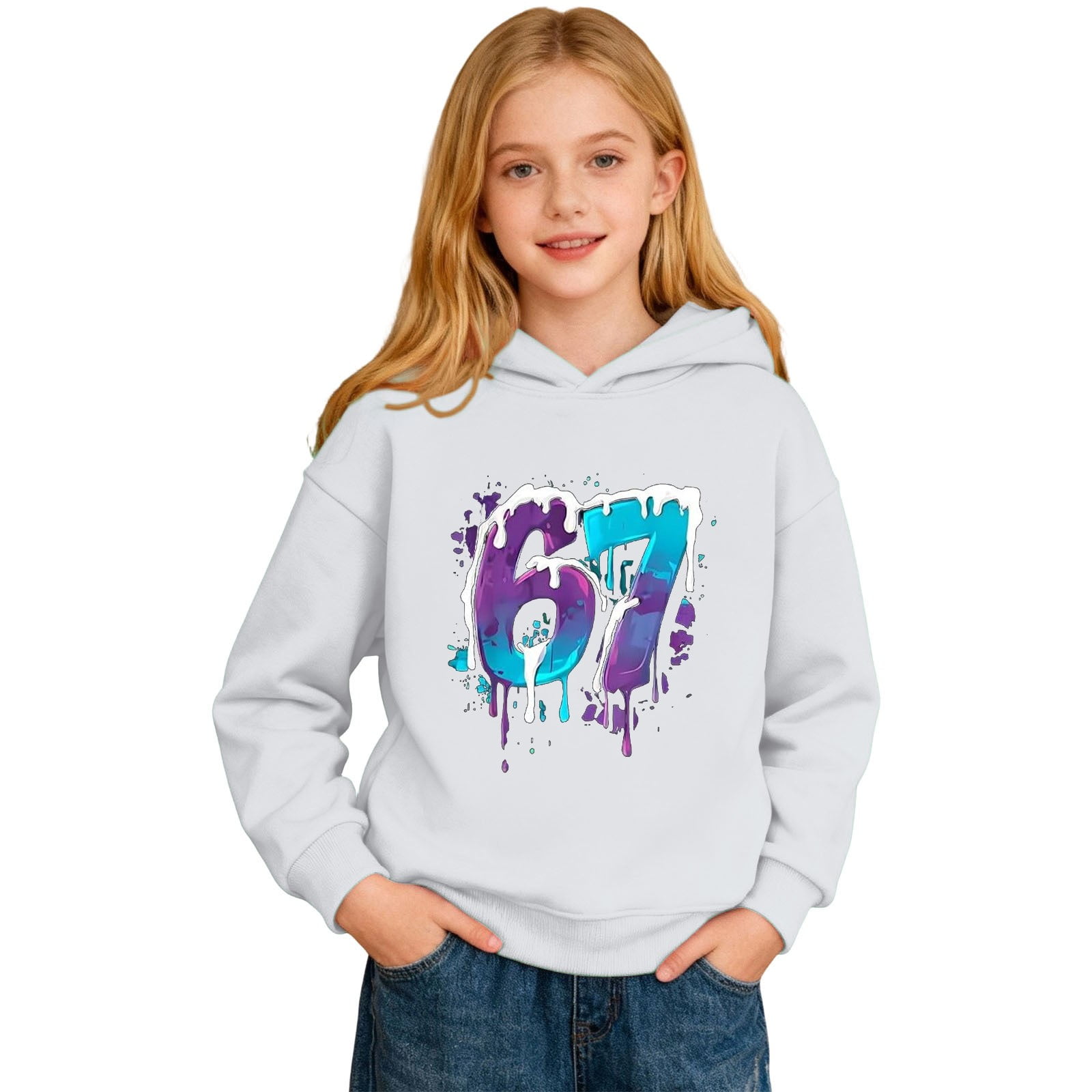 Bainana Hoodie For Kids Number Ice Cream Print Long Sleeve Hooded Tops ...