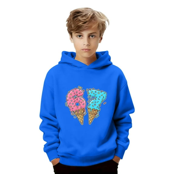 Bainana Hoodie For Kids Number Ice Cream Print Long Sleeve Hooded Tops ...