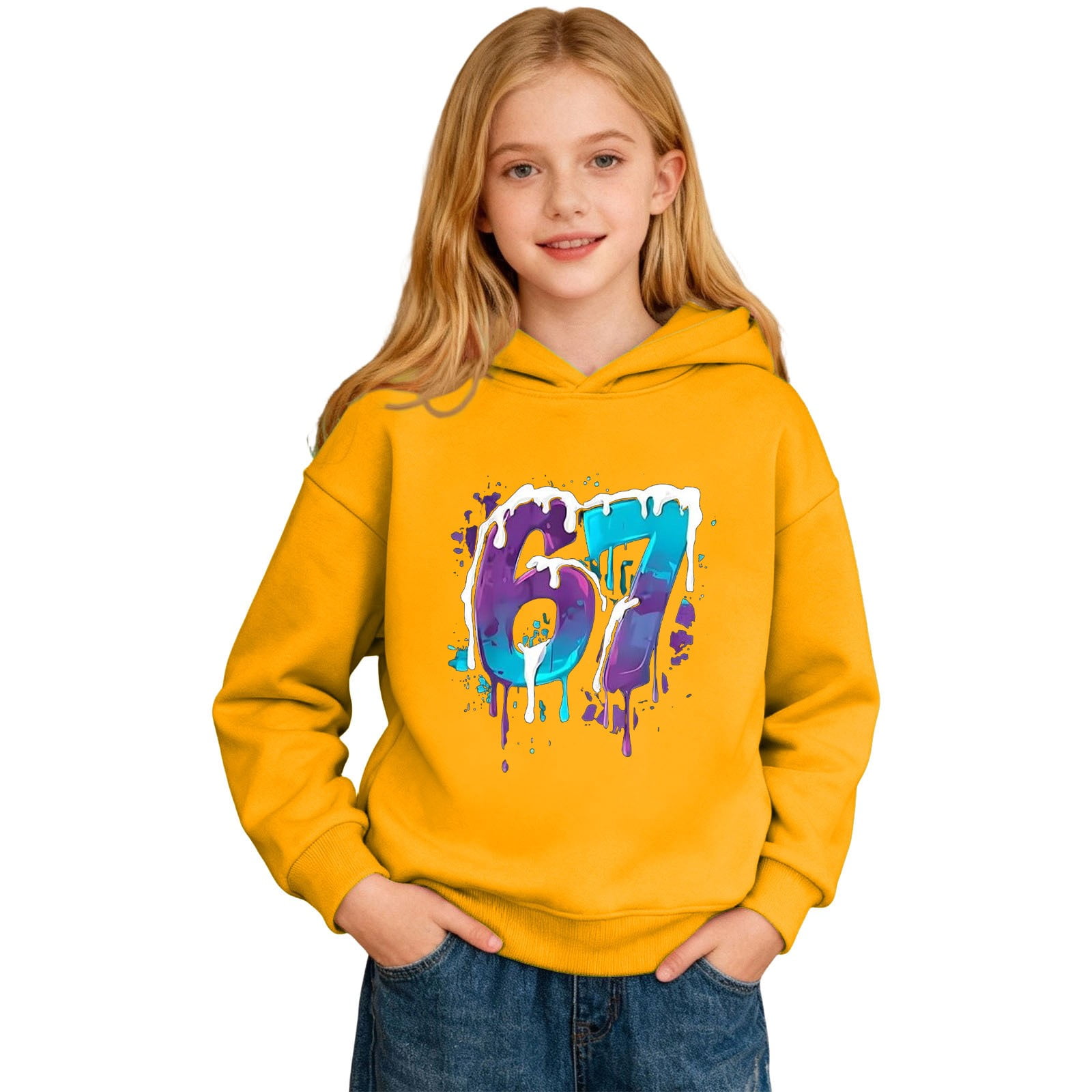Bainana Hoodie For Kids Number Ice Cream Print Long Sleeve Hooded Tops ...