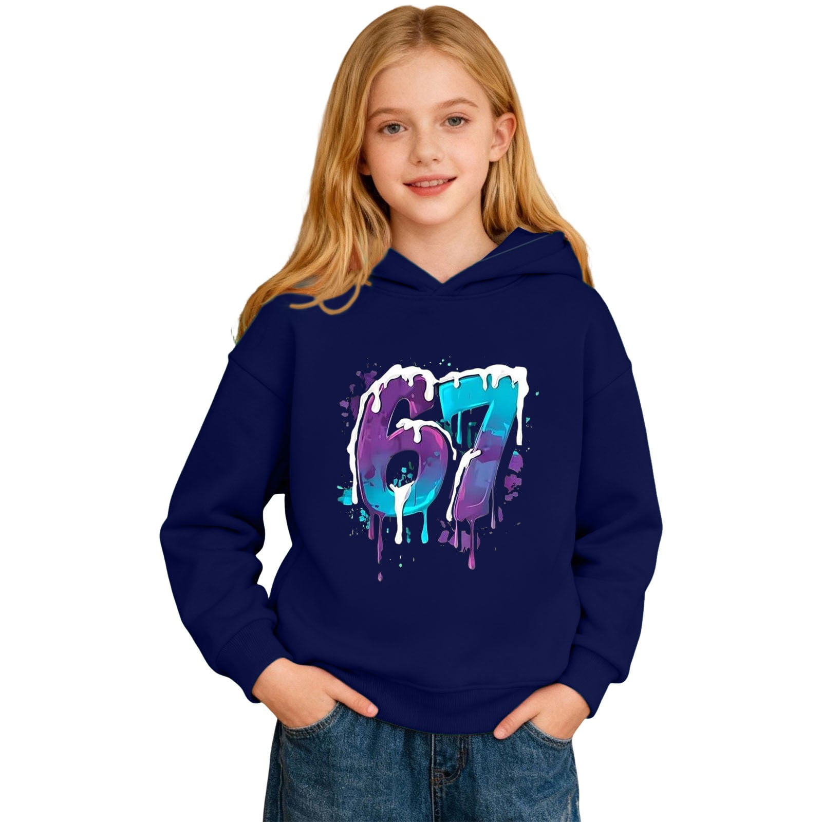 Bainana Hoodie For Kids Number Ice Cream Print Long Sleeve Hooded Tops ...