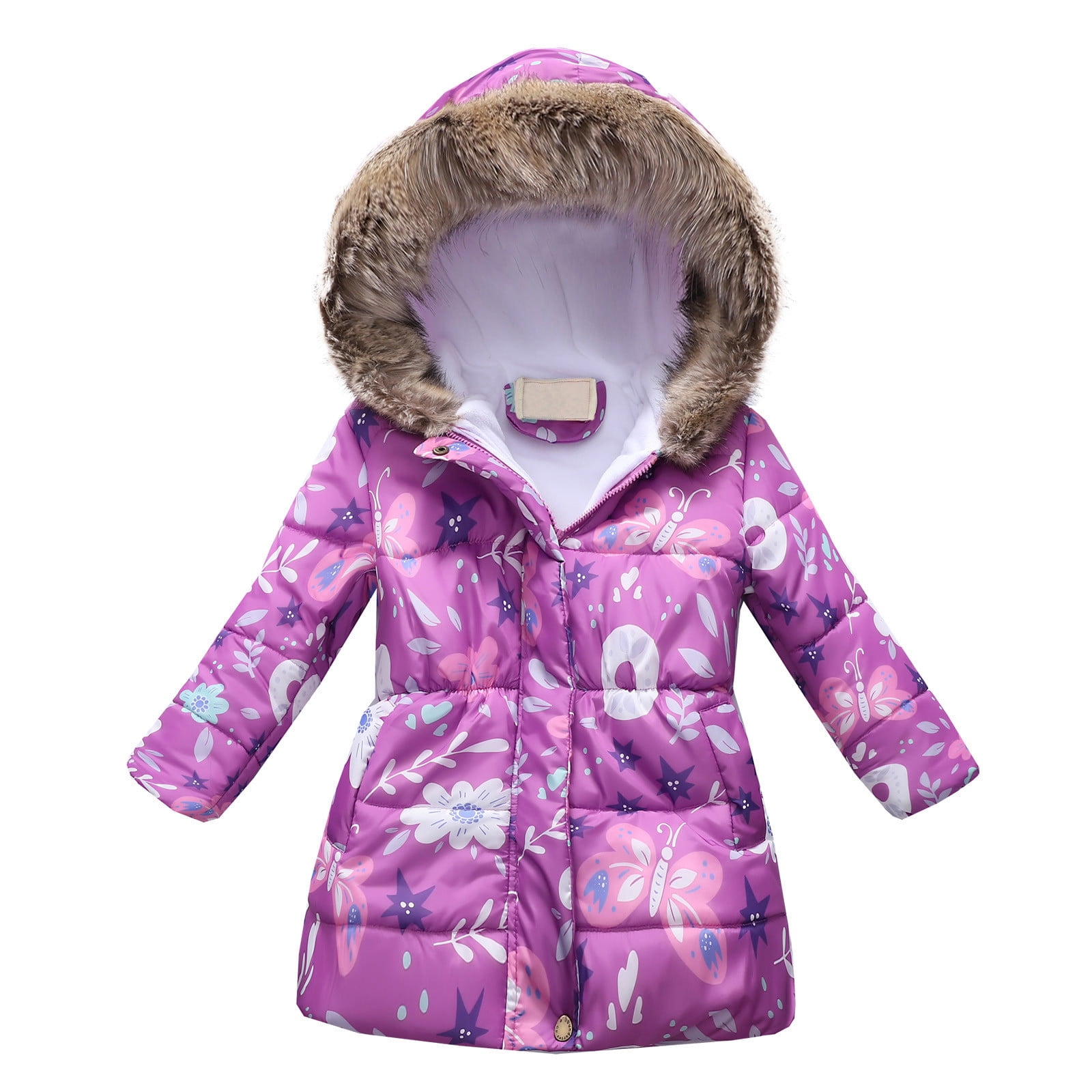 Bainana Hoodie Jacket For Little Girls floral Print Long Sleeve Coat ...