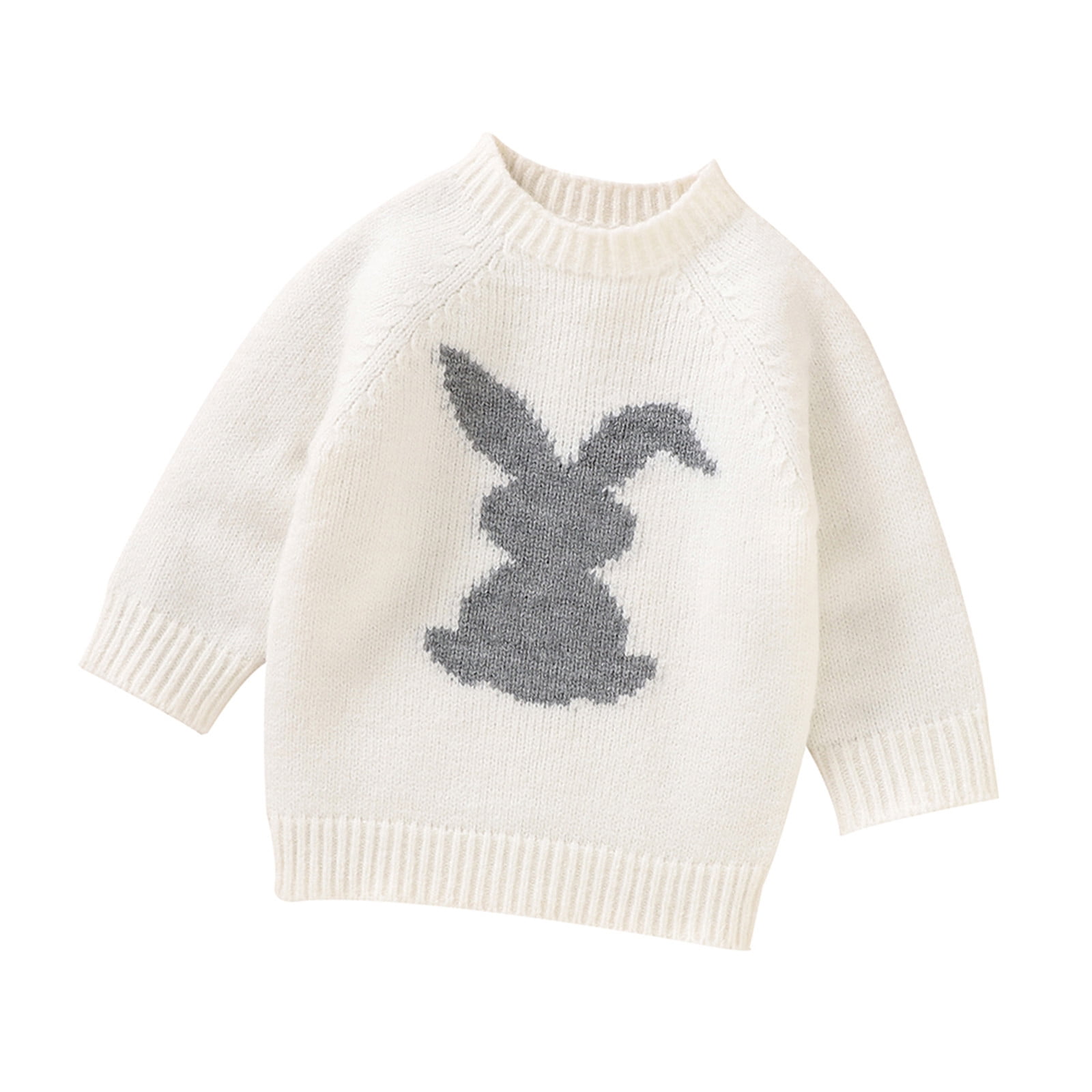 Bainana Infant Girls Sweater Rabbit Print Long Sleeve Crew Neck Tops ...