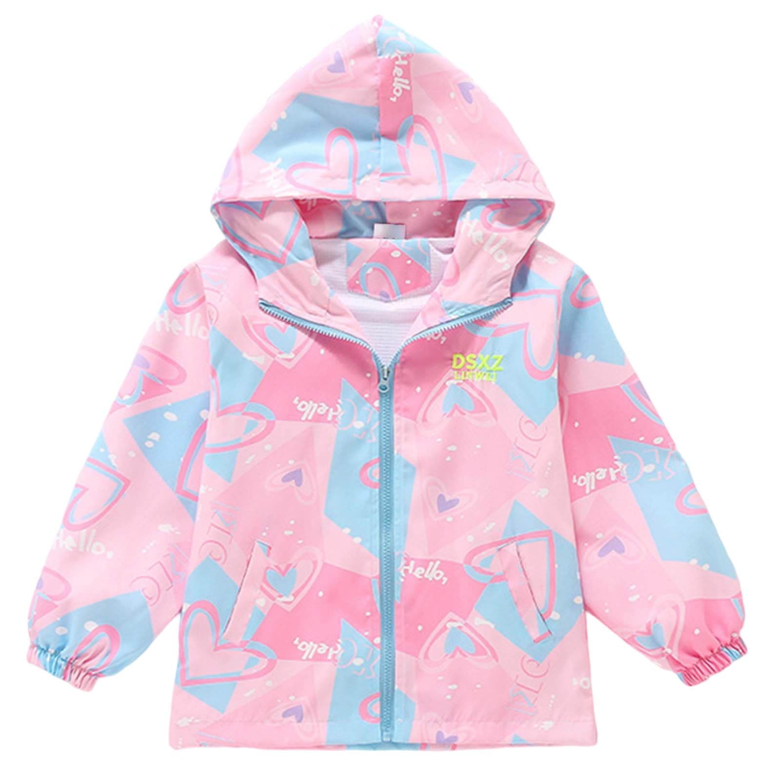 Bainana Jacket For Little Girls Heart Print Long Sleeve Hooded Coat ...