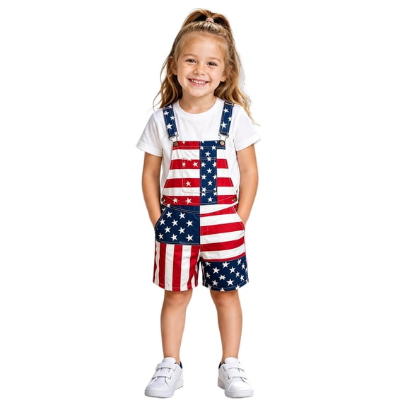 Bainana July 4Th Denim Overalls For Boys And Girls American Flag Print ...