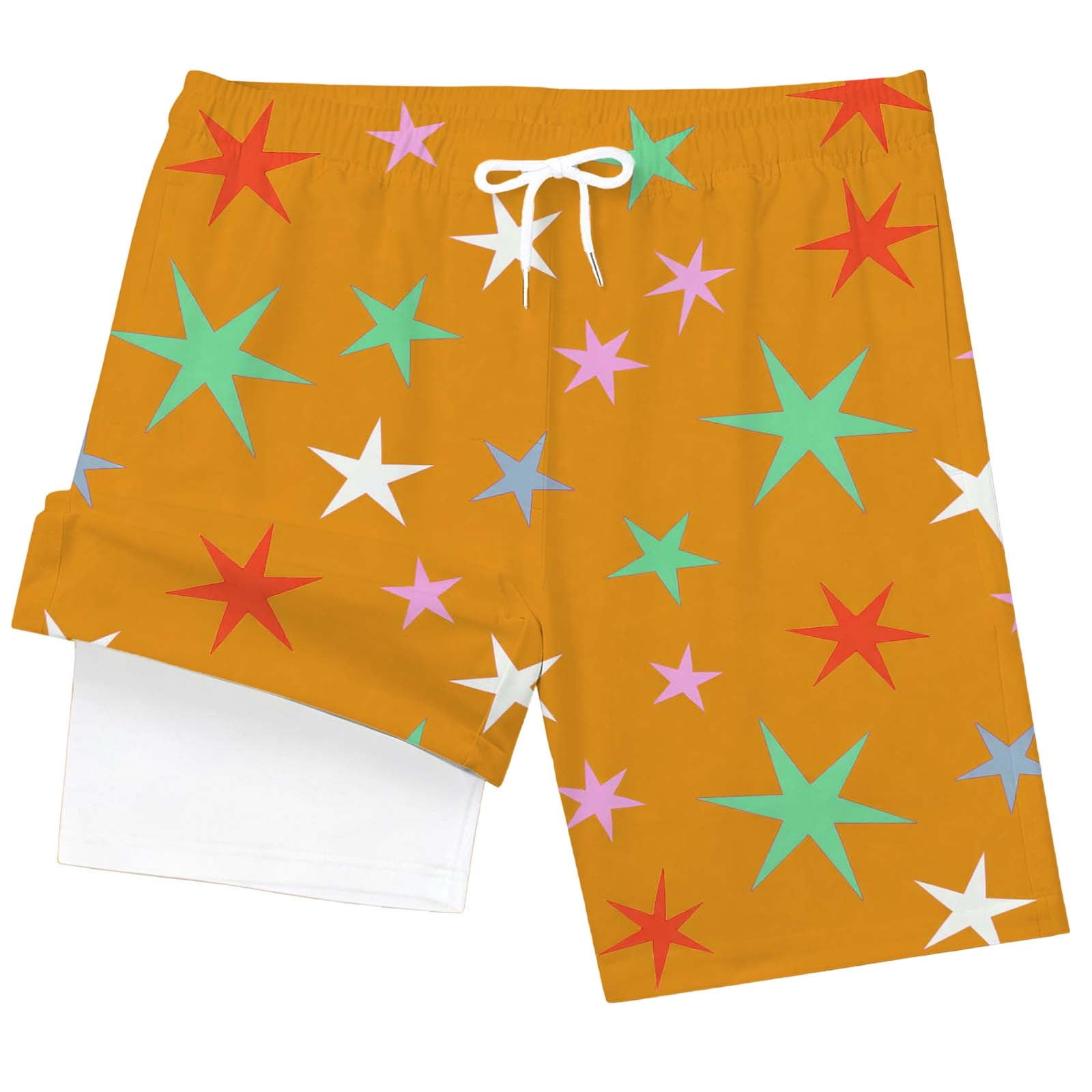 Bainana Kids Double Layer Swim Shorts Boys Elastic Waist Star Print ...