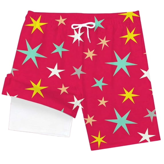 Bainana Kids Double Layer Swim Shorts Boys Elastic Waist Star Print ...