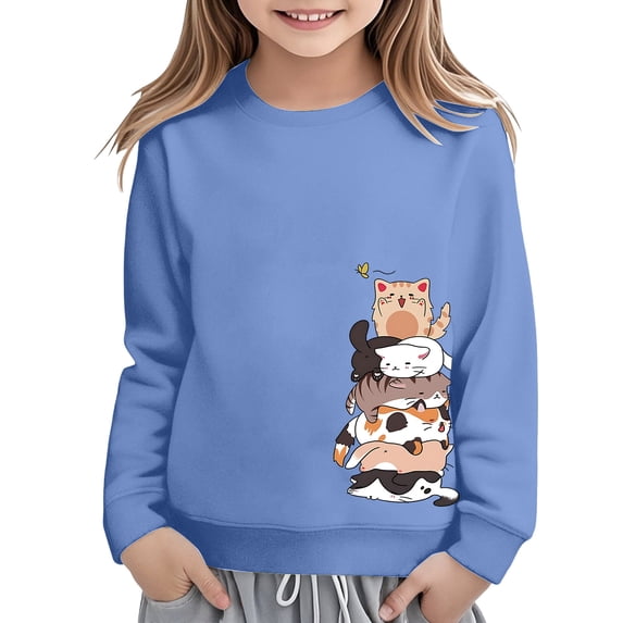 Bainana Kids Girl'S Sweatshirts Cartoon Print Long Sleeve Crewneck ...